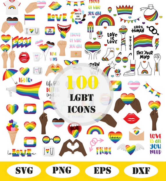 100 Lgbtq Icons LGBTQ Images LGBT Phrases LGBT Svg Clipart - Etsy