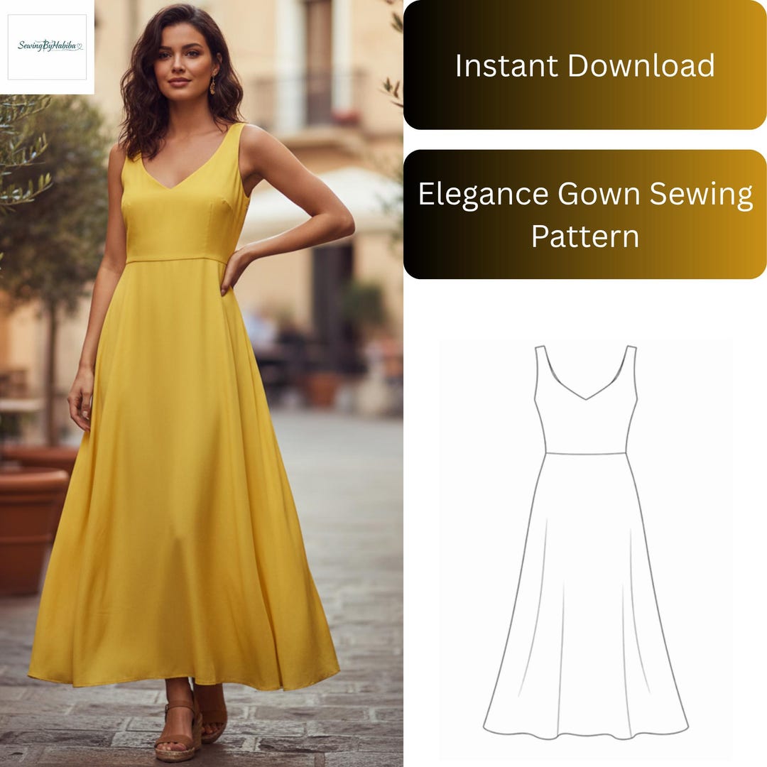 Elegant Gown Sewing Pattern | Formal Dress PDF Tutorial (digital ...