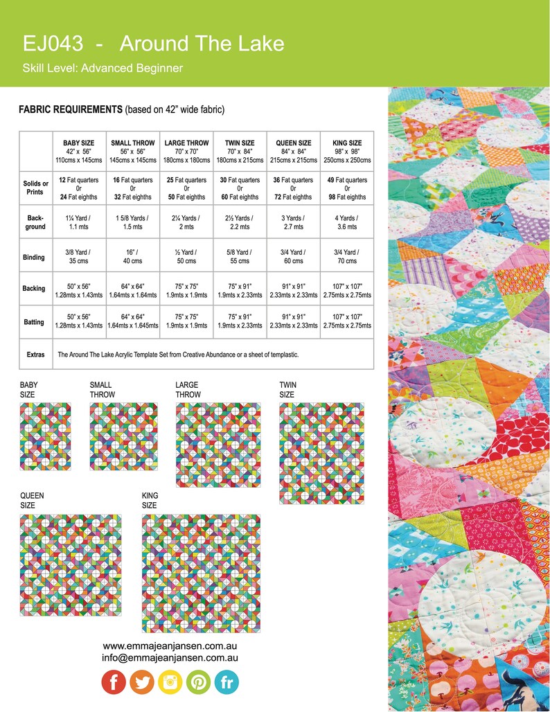 Around the Lake Quilt PDF Pattern by Emma Jean Jansen - Immediate ...