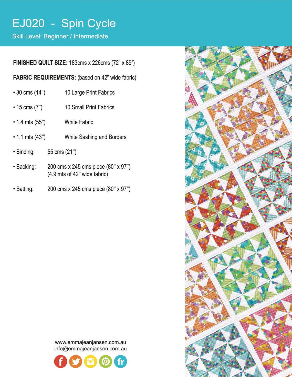Spin Cycle Quilt PDF Pattern by Emma Jean Jansen - Immediate Download ...