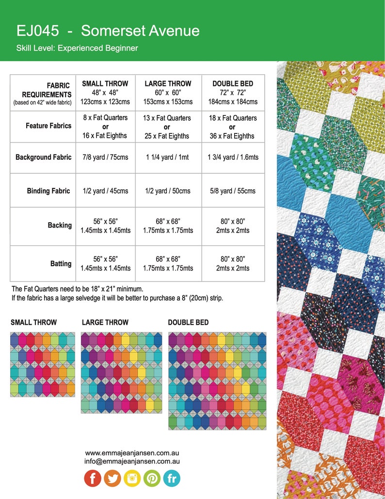 Somerset Avenue Quilt PDF Pattern by Emma Jean Jansen - Immediate ...