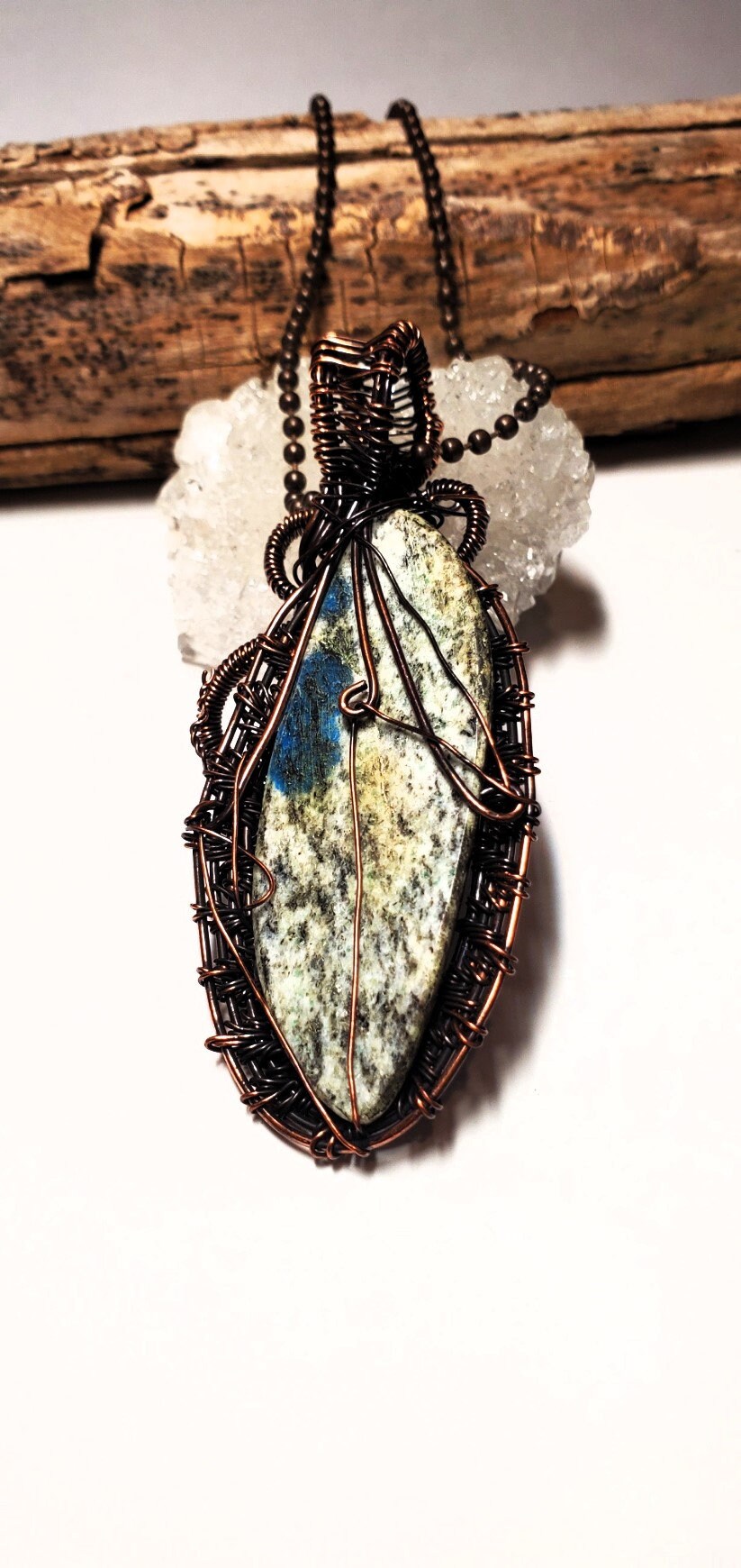 Hand Wire Wrapped Azurite Pendant: Boho Healing Crystal Jewelry Mi34 - Etsy