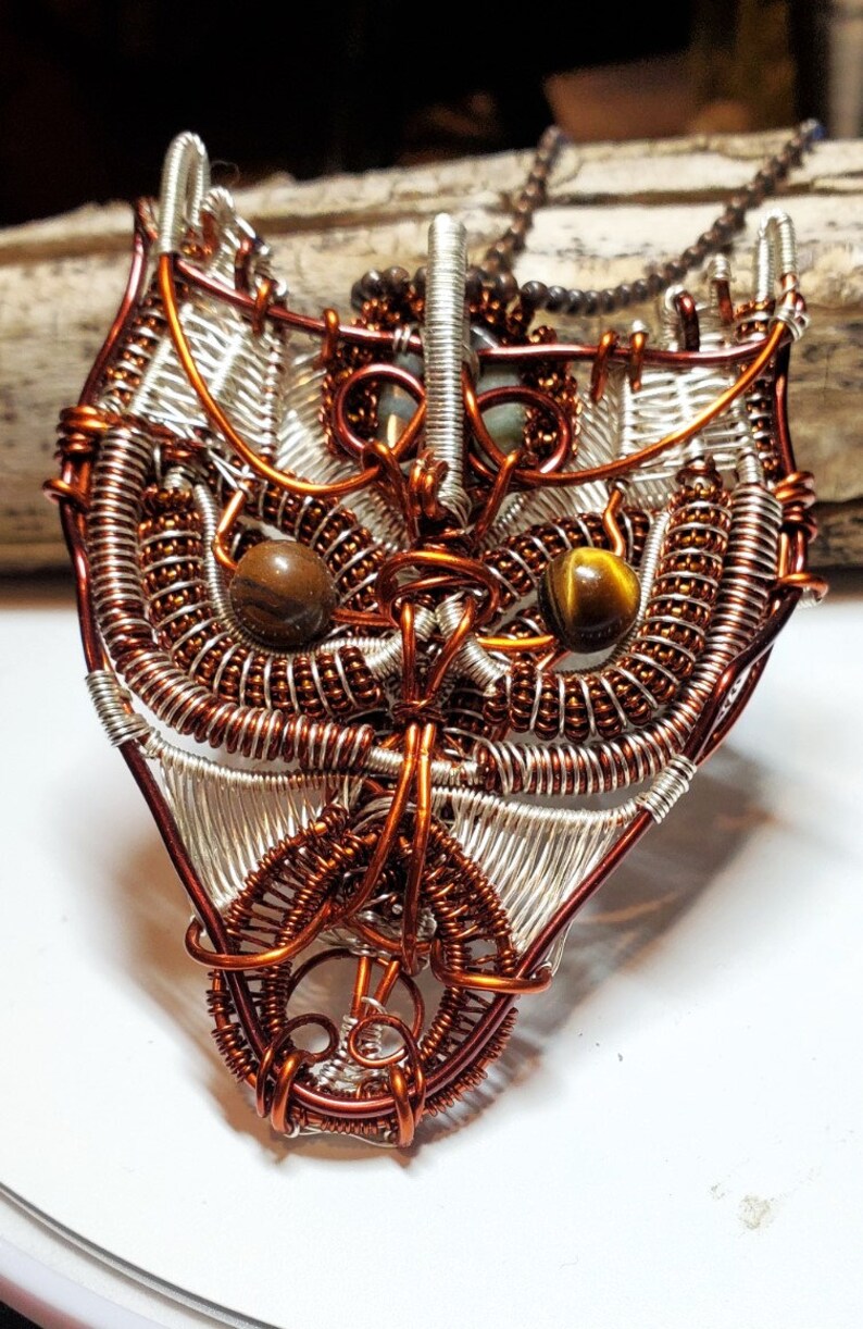 WOLF Wire Wrap Wolf Pendant Labradorite Hand Wire Wrapped Pendant ...