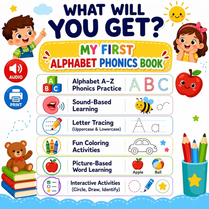 My First Alphabet Phonics Learning Bundle | ABC Book, Tracing Workbook ...