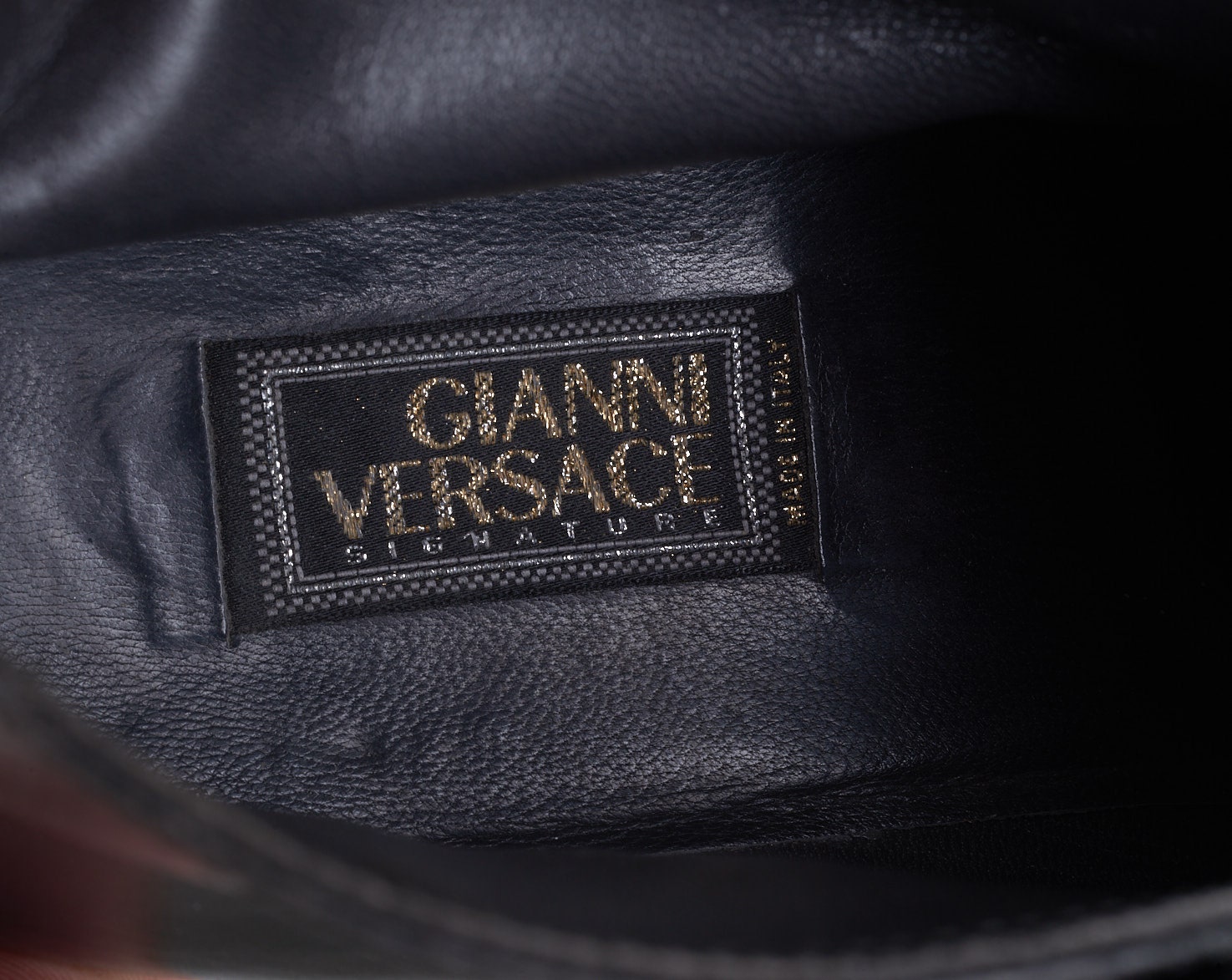 GIANNI VERSACE Signature Medusa Strap Black Leather Ankle Boots Made in ...