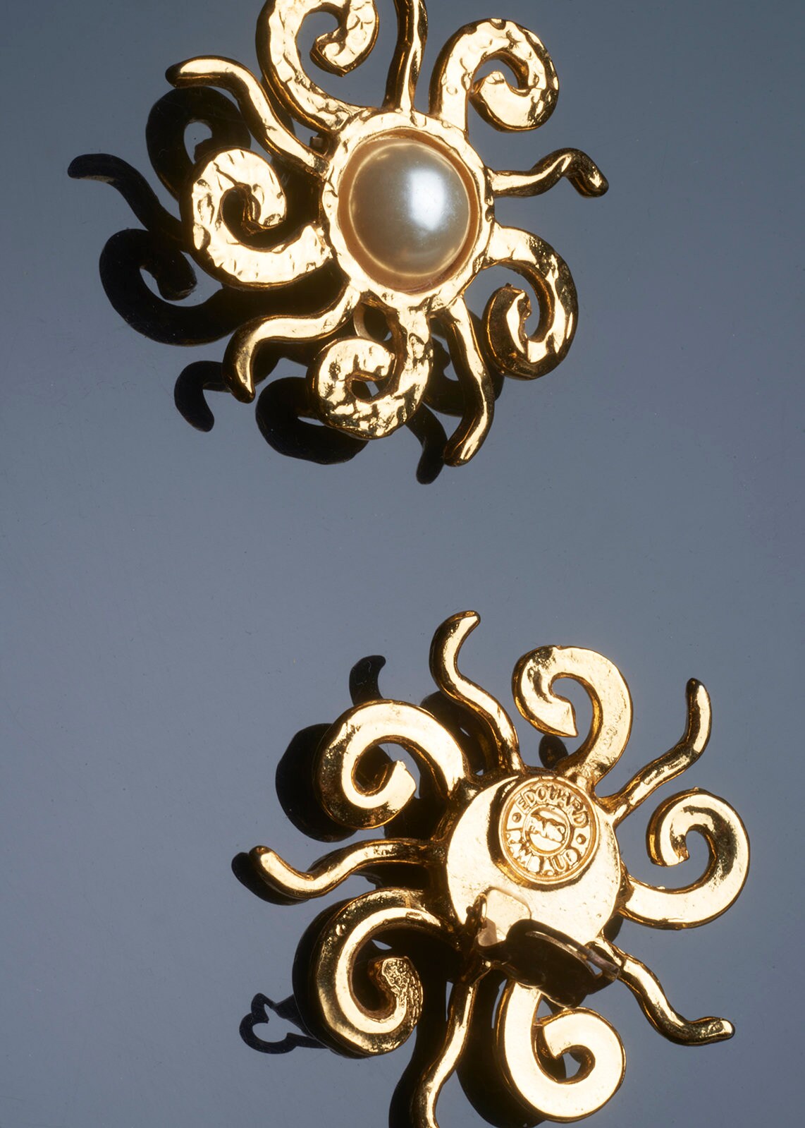EDOUARD RAMBAUD 1980s Pearl Center Golden Sun Swirl Clip - Etsy