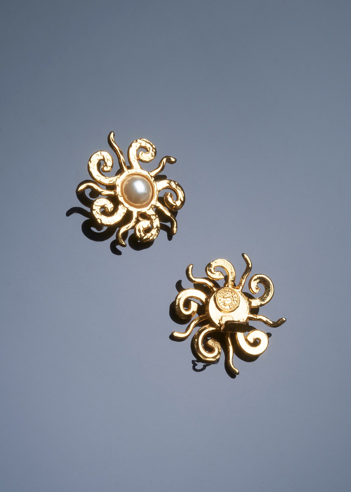 EDOUARD RAMBAUD 1980s Pearl Center Golden Sun Swirl Clip - Etsy