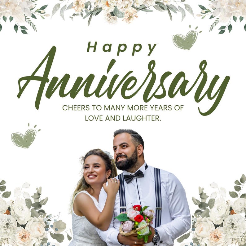 Editable Anniversary Card Template – Romantic Floral Design ...