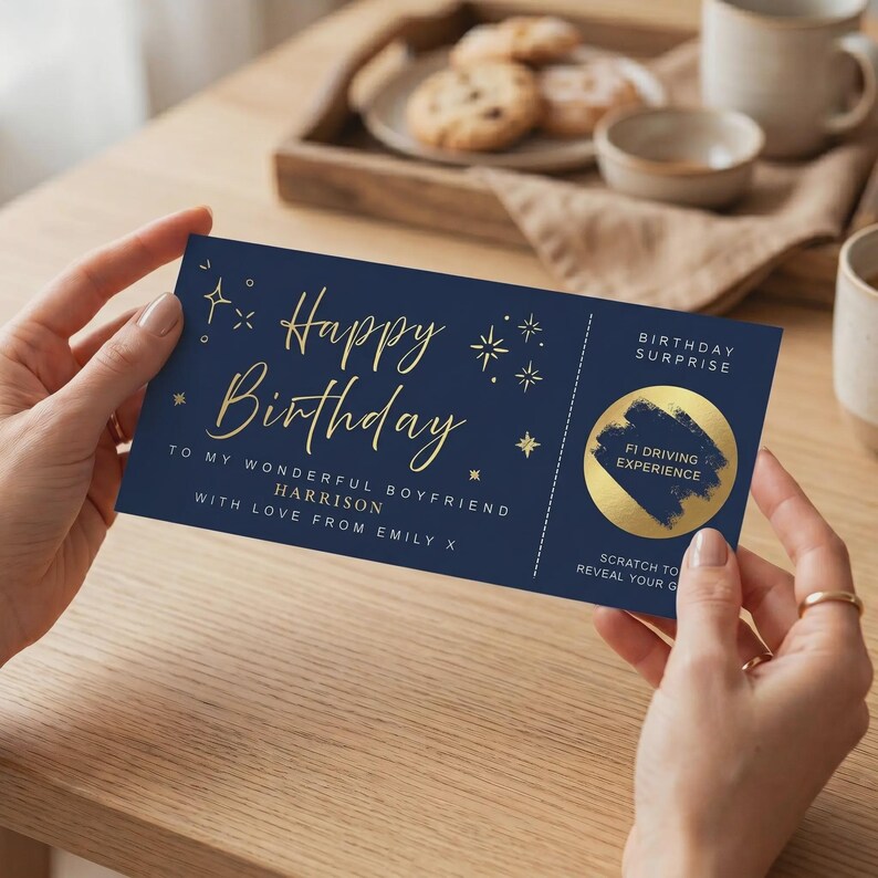 Tailored Scratch Reveal Birthday Experience Voucher Gift for Boyfriend ...