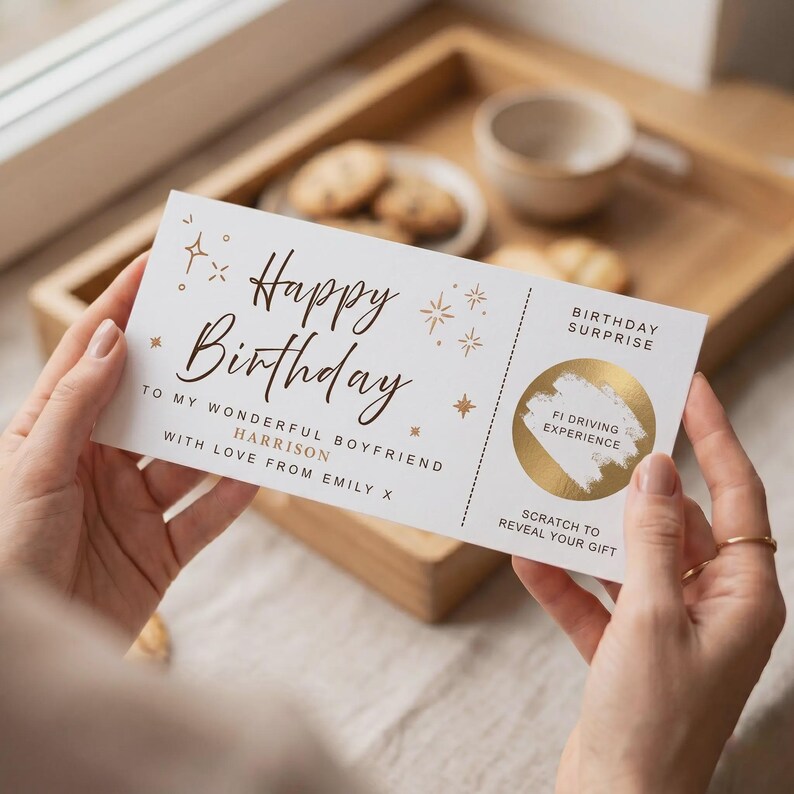 Tailored Scratch Reveal Birthday Experience Voucher Gift for Boyfriend ...