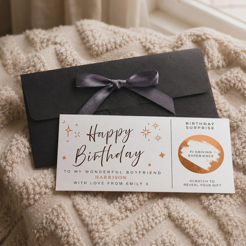 Tailored Scratch Reveal Birthday Experience Voucher Gift for Boyfriend ...