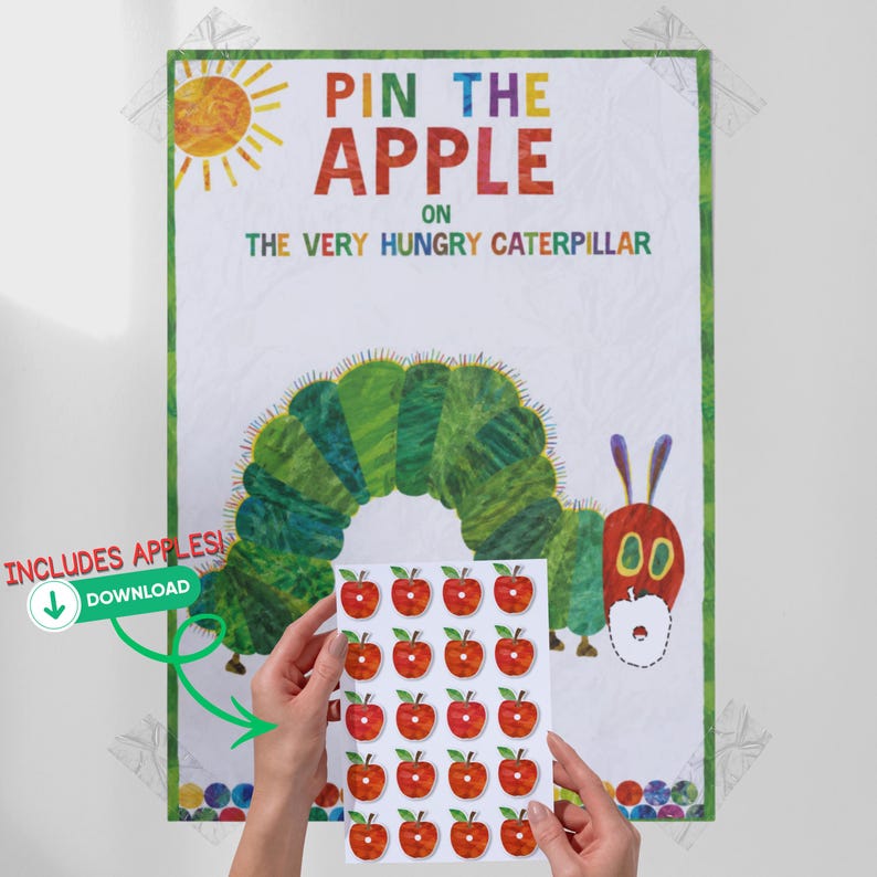 The Very Hungry Caterpillar Themed Party Game: Pin the Apple on the ...