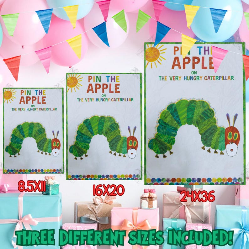 The Very Hungry Caterpillar Themed Party Game: Pin the Apple on the ...