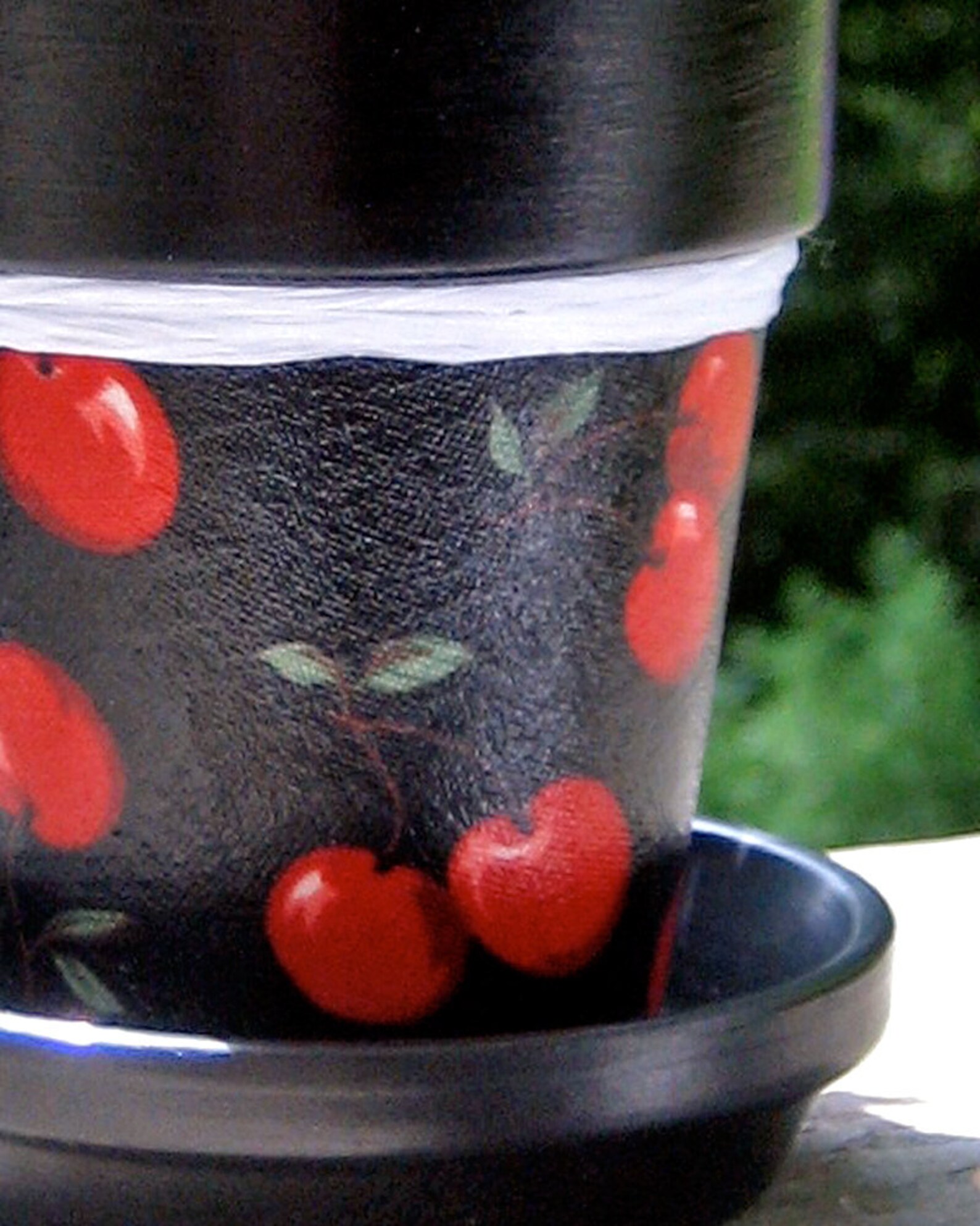 2.5 Fabric Covered Pot Cherries on Black - Etsy