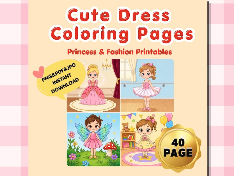 40 Dress Coloring Pages for Girls | Princess Fashion Printables ...