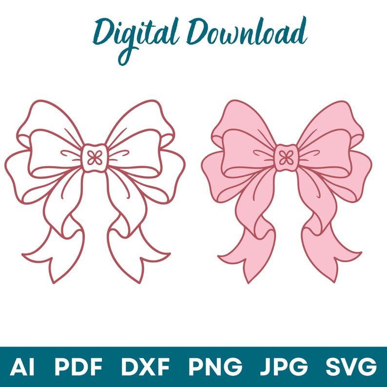 Coquette Ribbon Bow SVG | Boho Hair Bow Cut File (digital Download) - Etsy