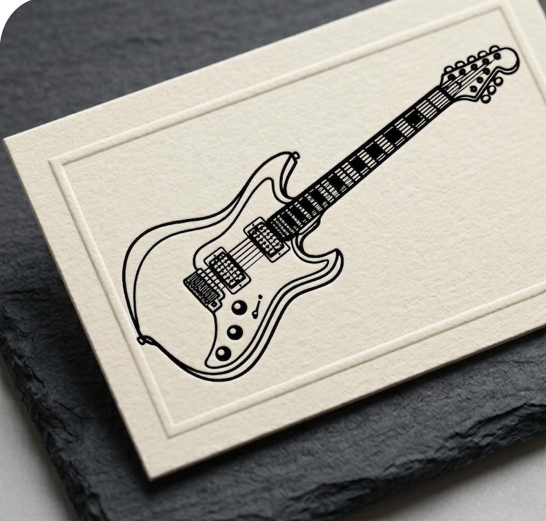 Electric Guitar SVG | Rock Music Cut File, Minimalist Line Art (digital ...
