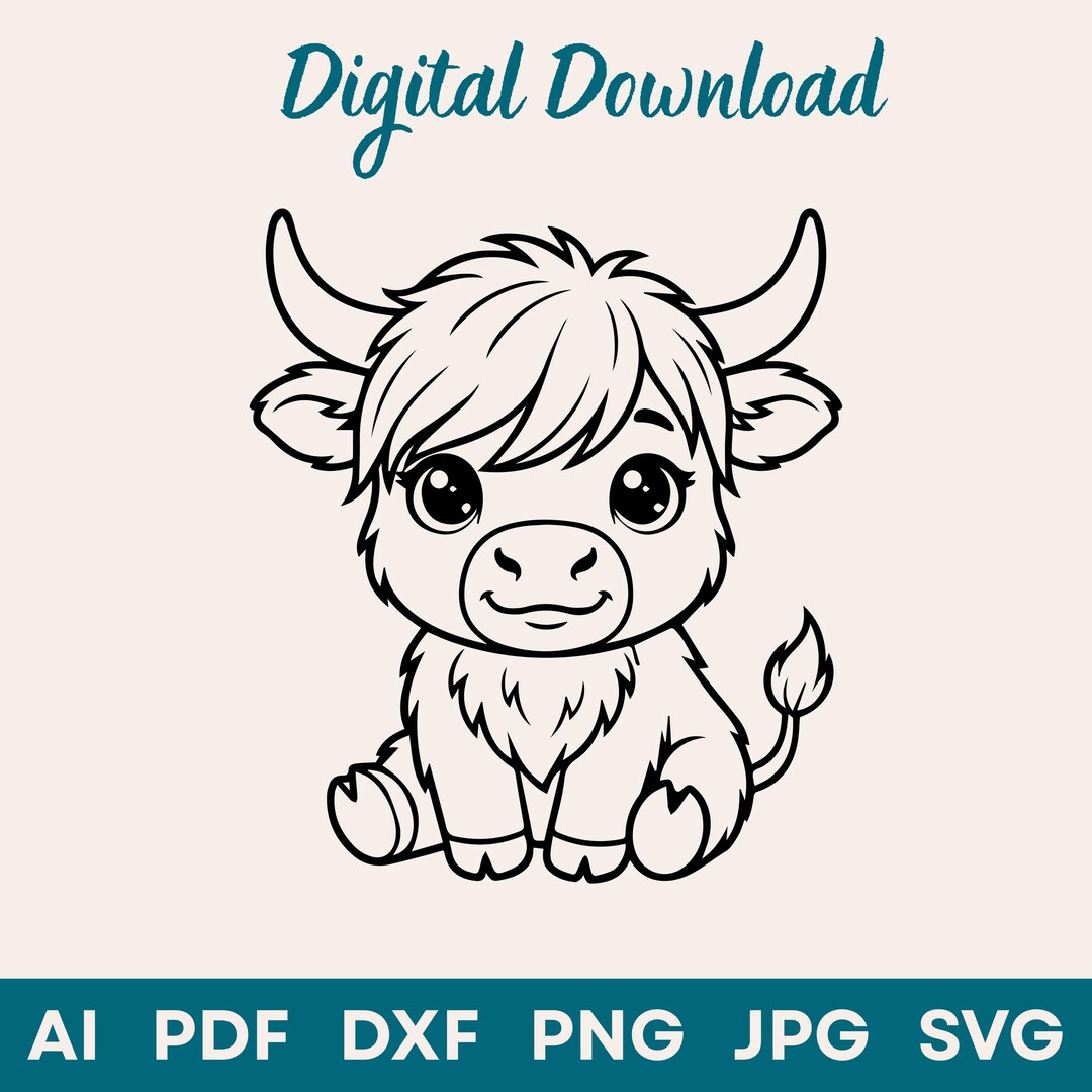 Highland Cow SVG Clipart | Farm Animal Cut File (digital Download) - Etsy