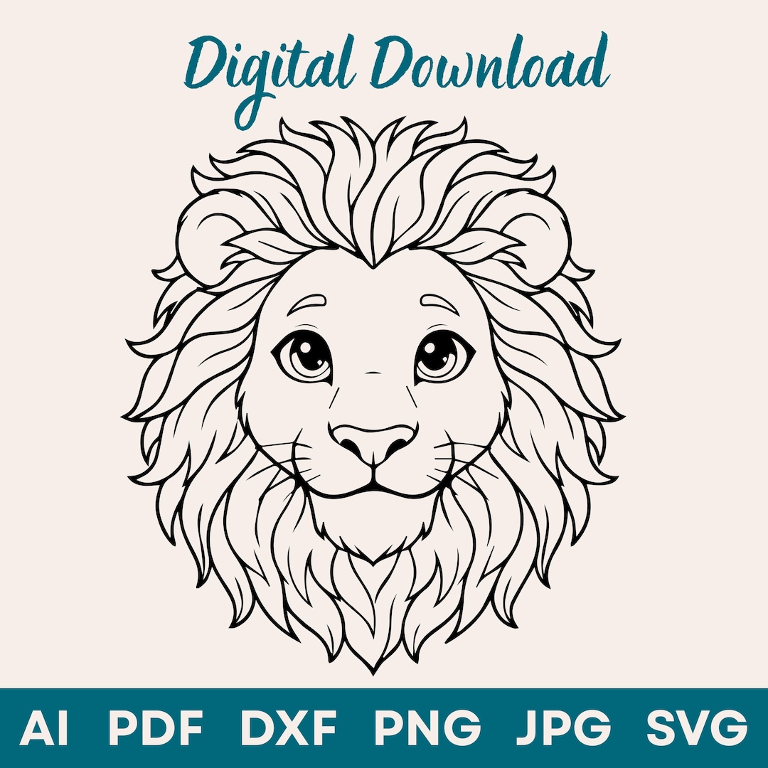 Minimalist Lion Head SVG | Bold Cut File for Cricut Silhouette (digital ...