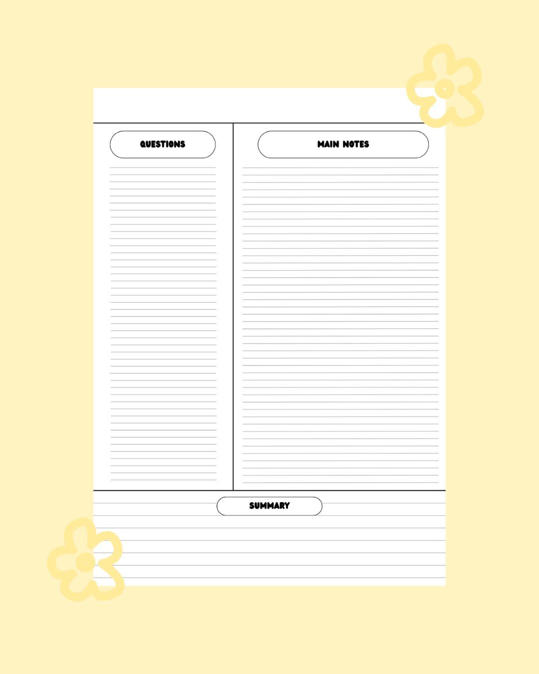 Printable Study Notes Template | Printable PDF - Etsy