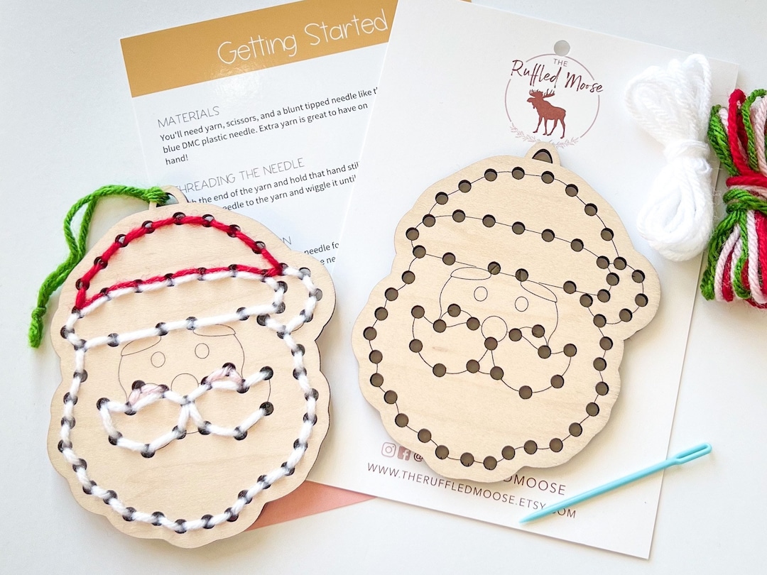 Santa Craft Kit, Christmas Ornament Craft for Kids, Yarn Sewing Kit for ...