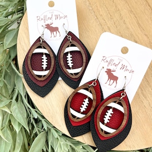 Custom Team Earrings, Football Earrings Wooden, Sports Earrings ...