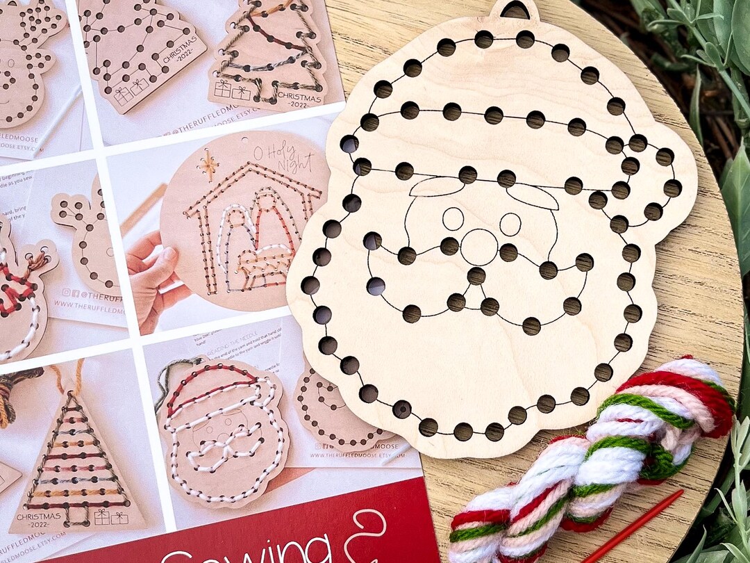 Santa Craft Kit, Christmas Ornament Craft for Kids, Yarn Sewing Kit for ...