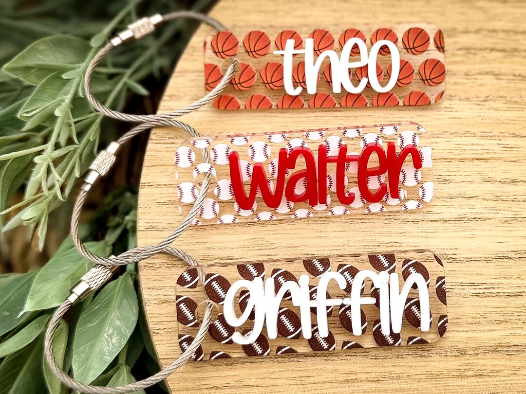 Custom Backpack Tag Sports, MINI Name Keychain Tag, Personalized Bag ...