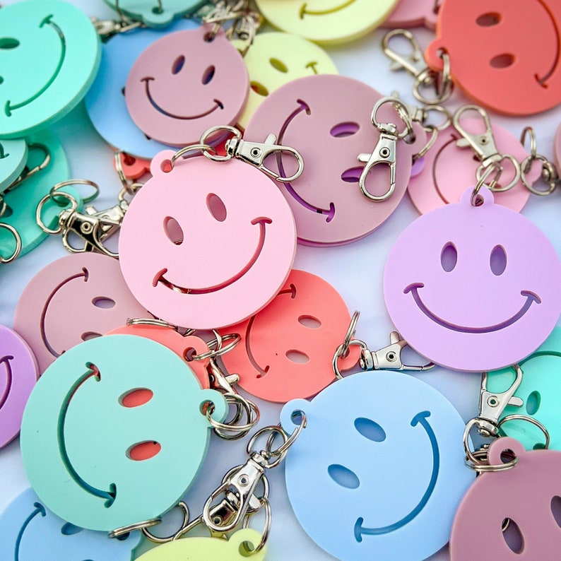 Smiley Face Keychain Kids Birthday Party Favors Smiley Key - Etsy