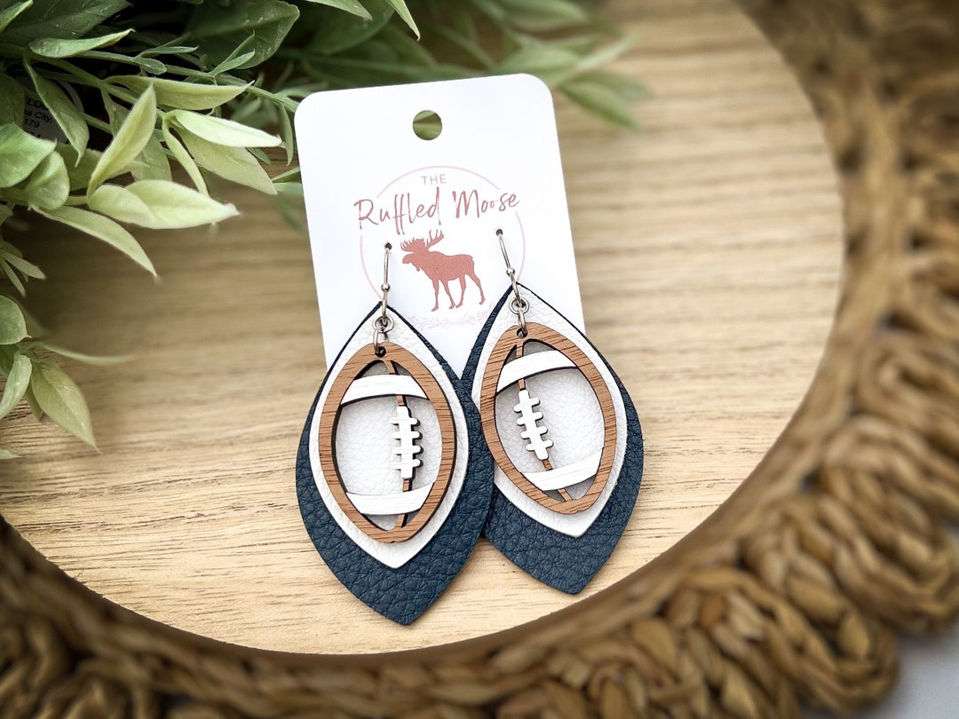 Custom Team Earrings, Football Earrings Wooden, Sports Earrings ...