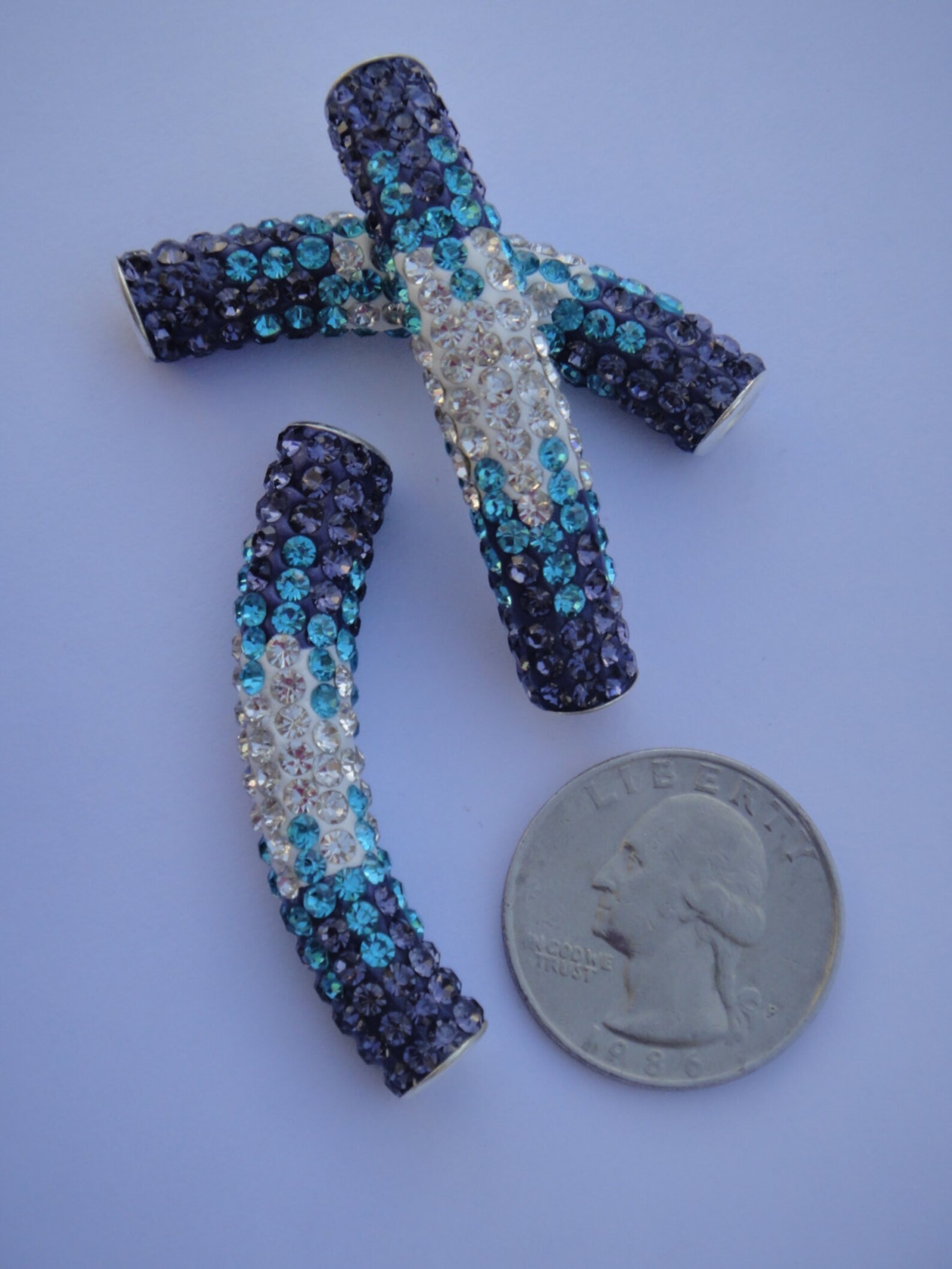 Clear Purple Aquamarine High Quality Crystals Pave Tube - Etsy