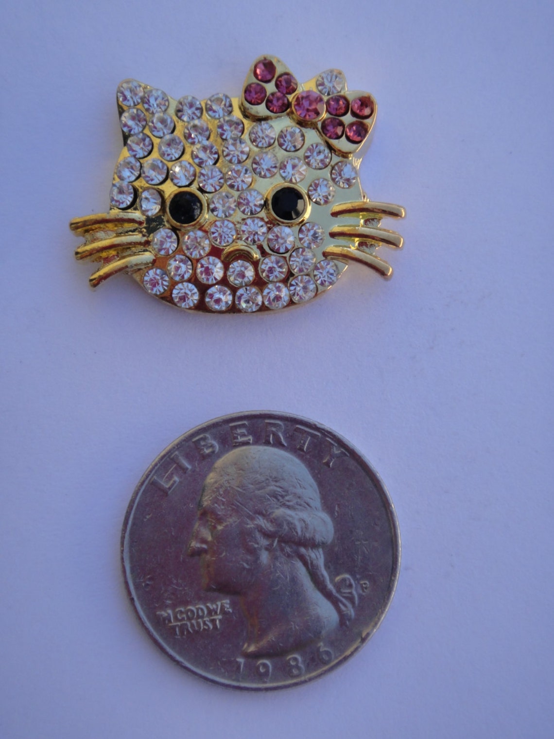 Gold Plated Hello Kitty Crystal Rhinestone Connector Bead | Etsy