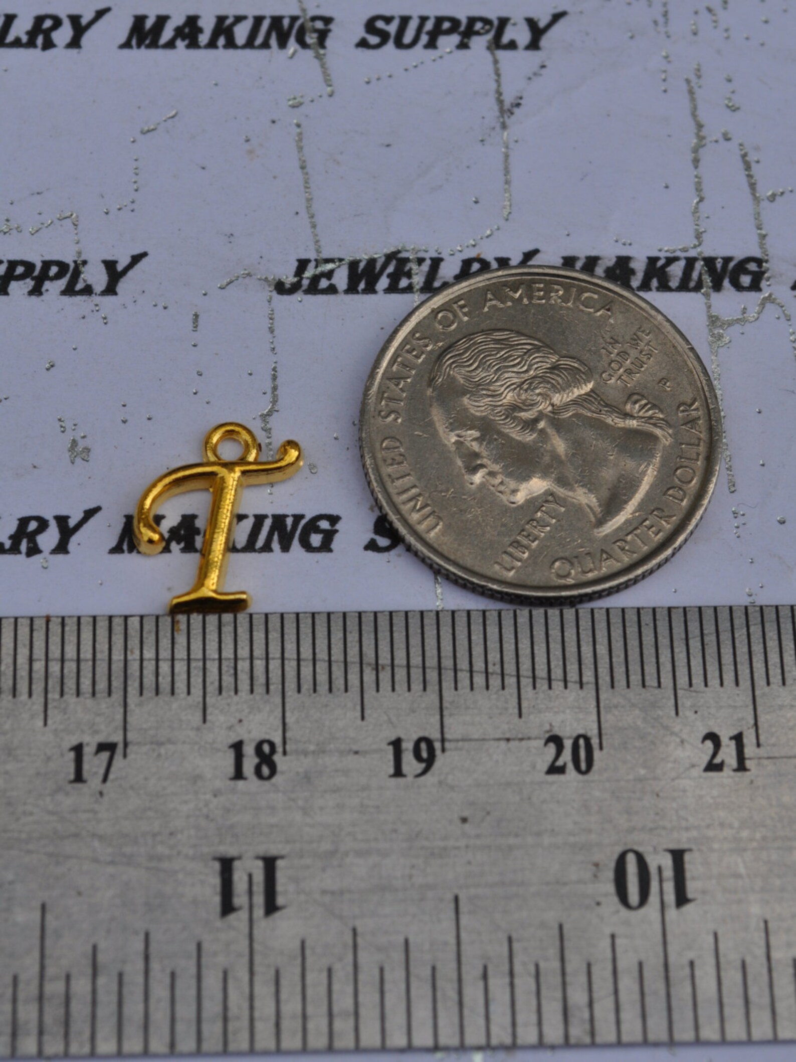 Letter T Gold Plated Charm - Etsy