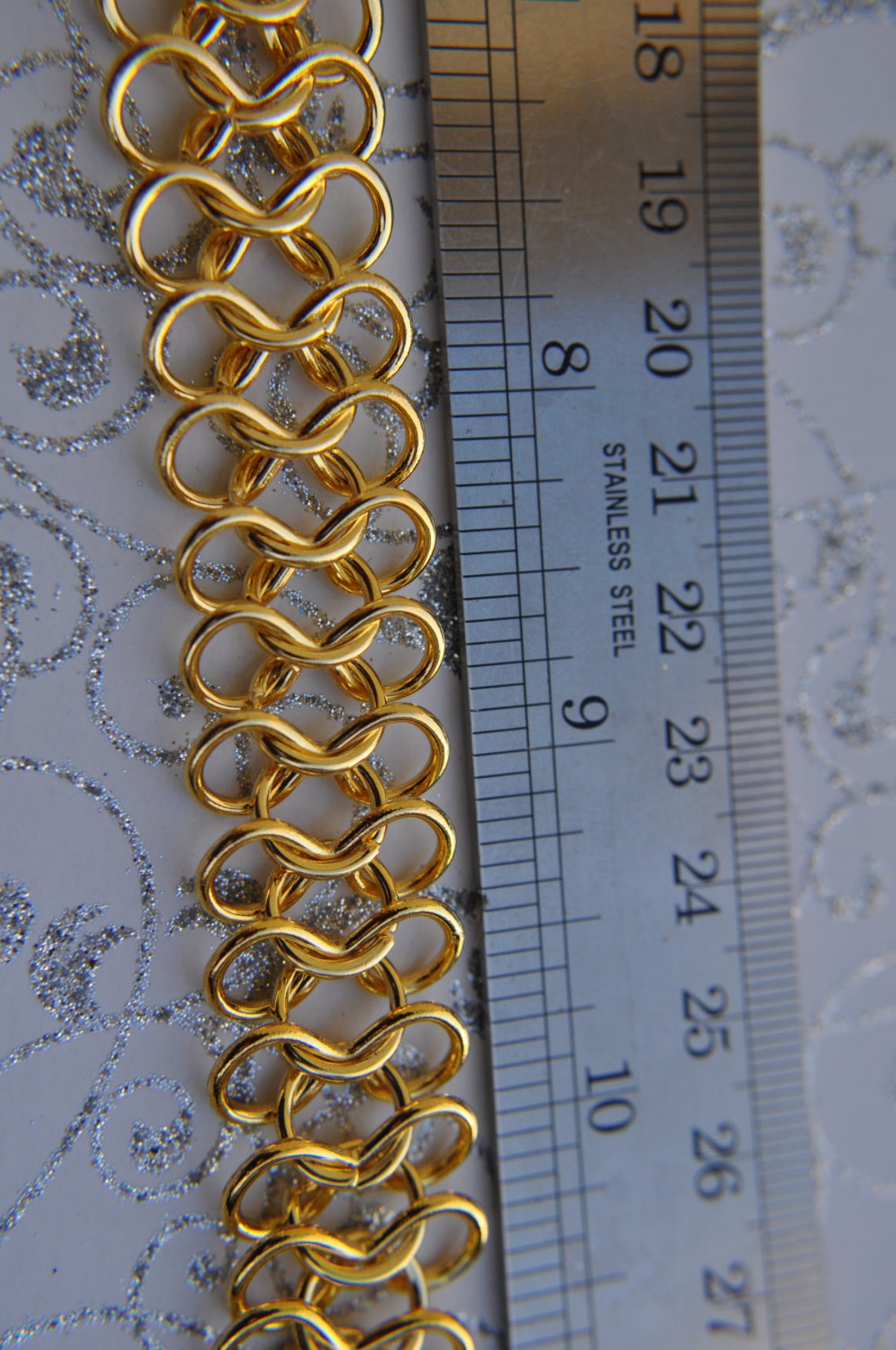 12 Inch Gold Plated Steel Handmade Chainmaille Chain - Etsy