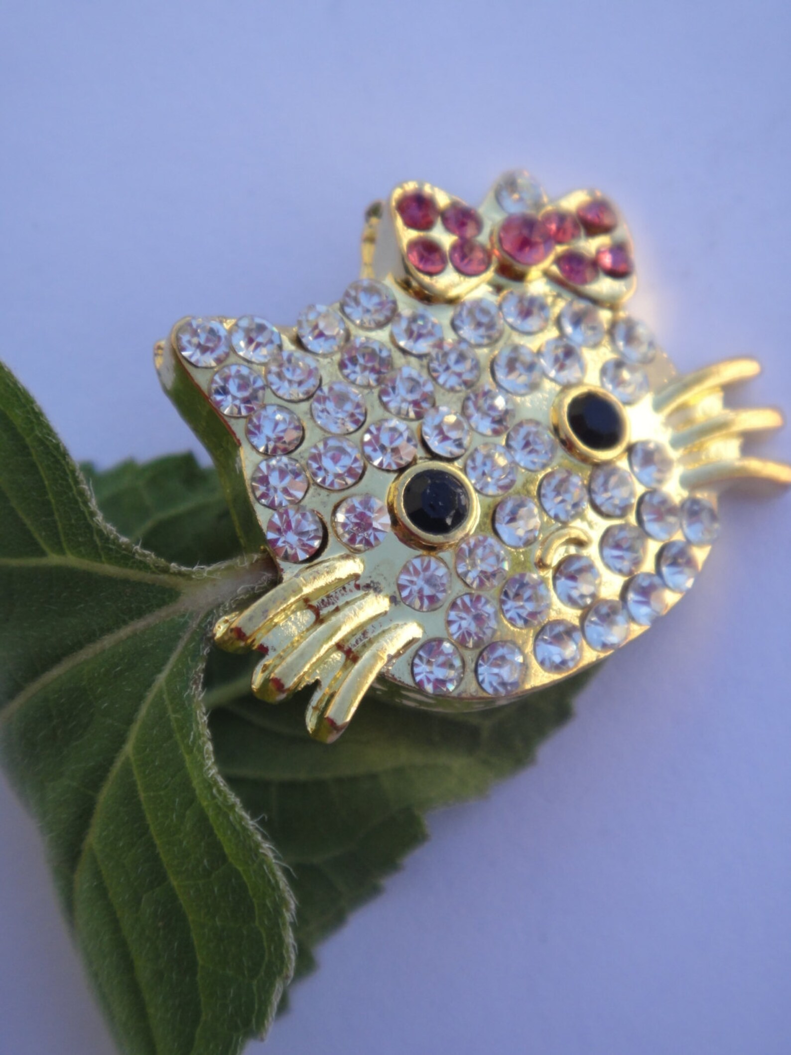 Gold Plated Hello Kitty Crystal Rhinestone Connector Bead | Etsy