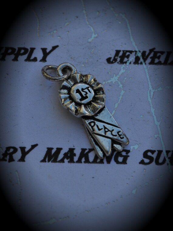 First Place Ribbon Sterling Silver Plated Charm - Etsy