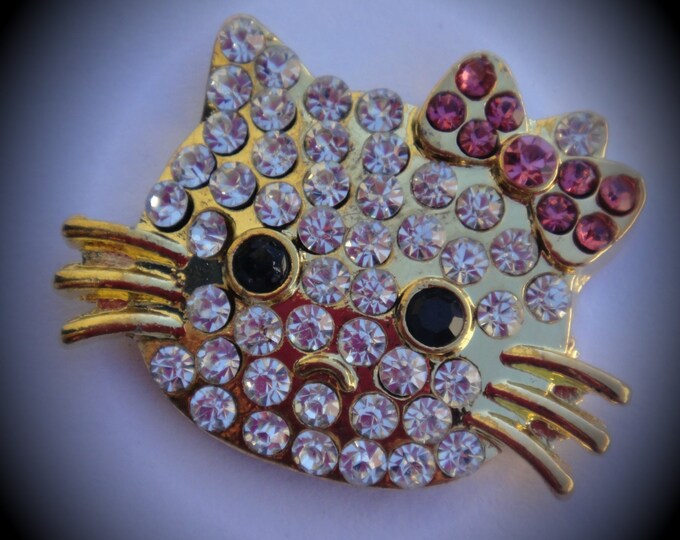 Gold Plated Hello Kitty Crystal Rhinestone Connector Bead Clear ,black ...