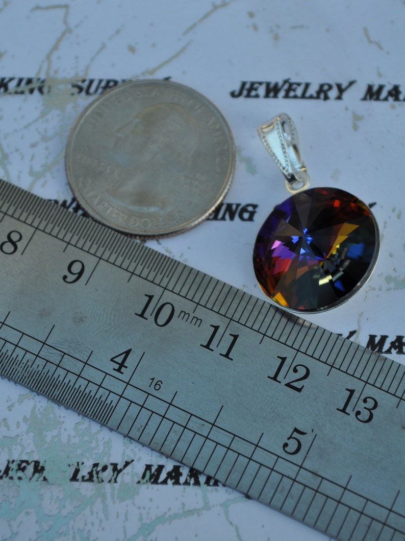 Silver Plated Genuine Swarovski Crystal 18mm Rivoli Pendant - Etsy