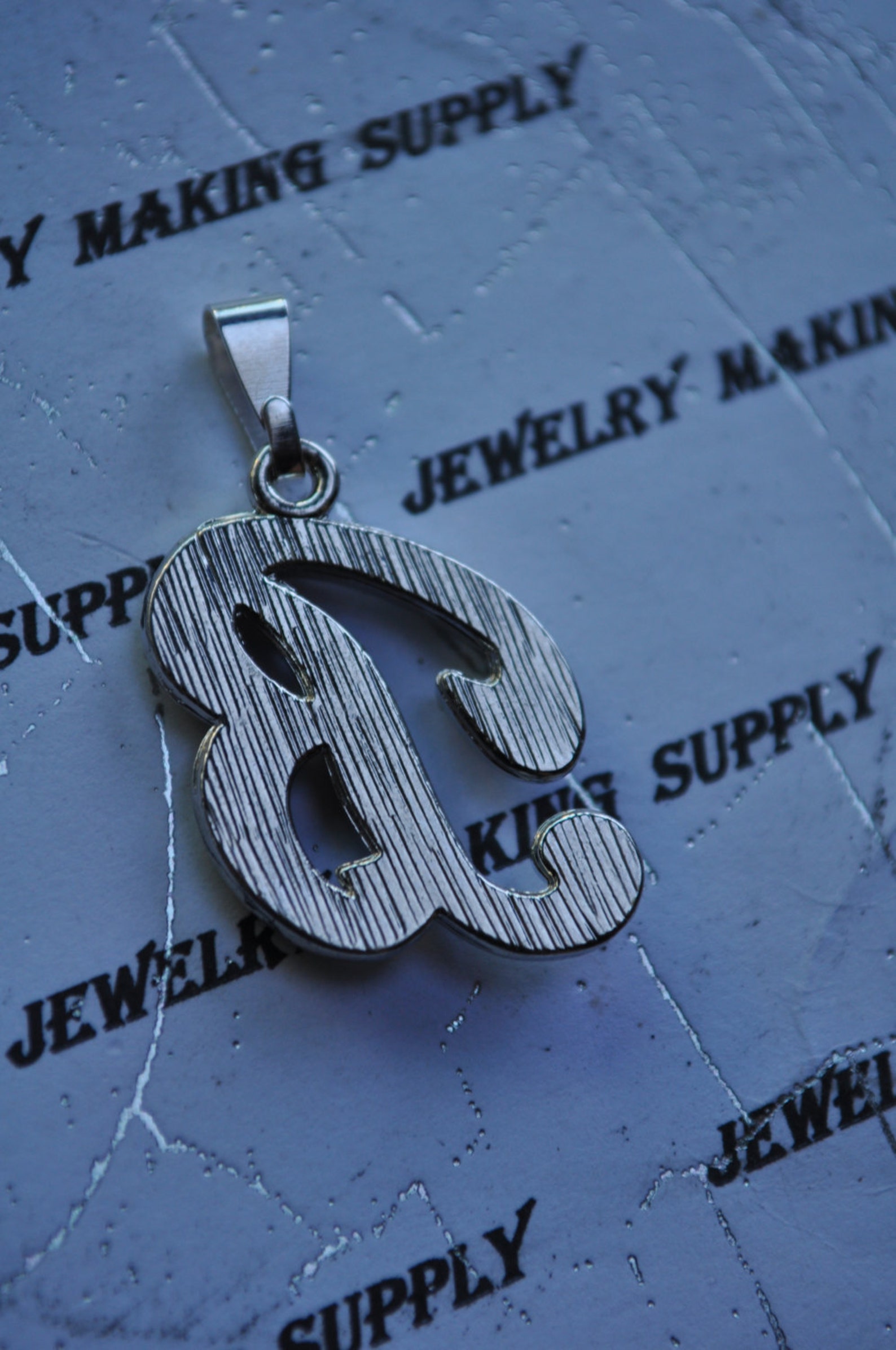 Silver Plated Pendant Cursive Letter With Clear Crystals B - Etsy