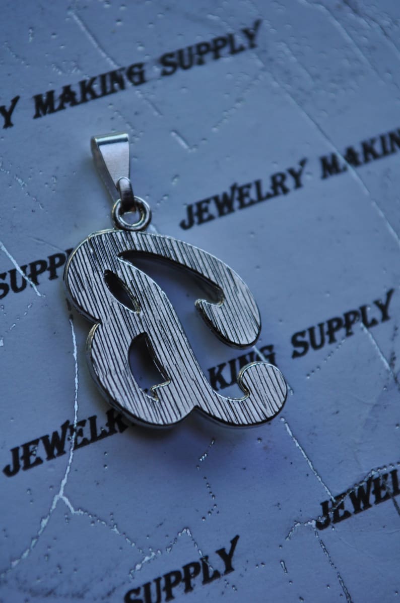 Silver Plated Pendant Cursive Letter With Clear Crystals B - Etsy