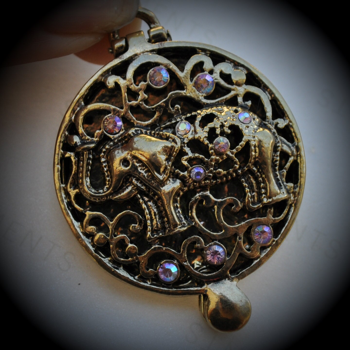 SALE Round Filigree Elephant Design Magnetic Locket in Brass - Etsy