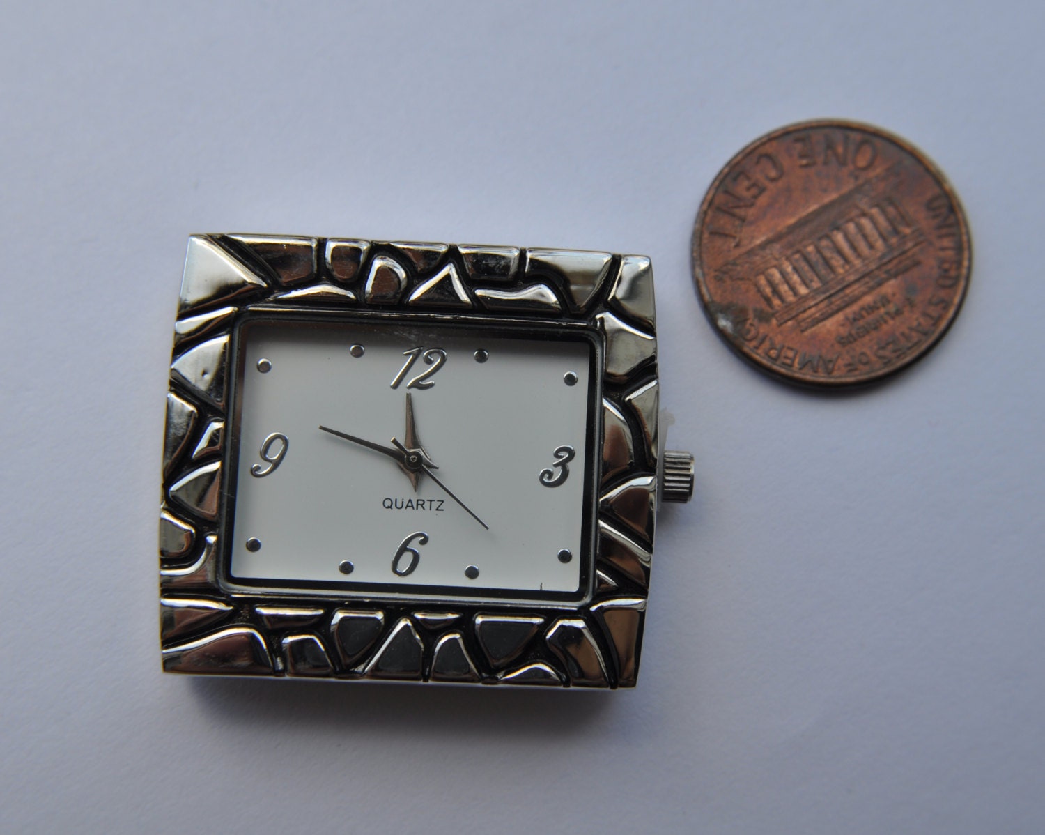 Silver Plated Textured Square Watch Face 5 Strands - Etsy