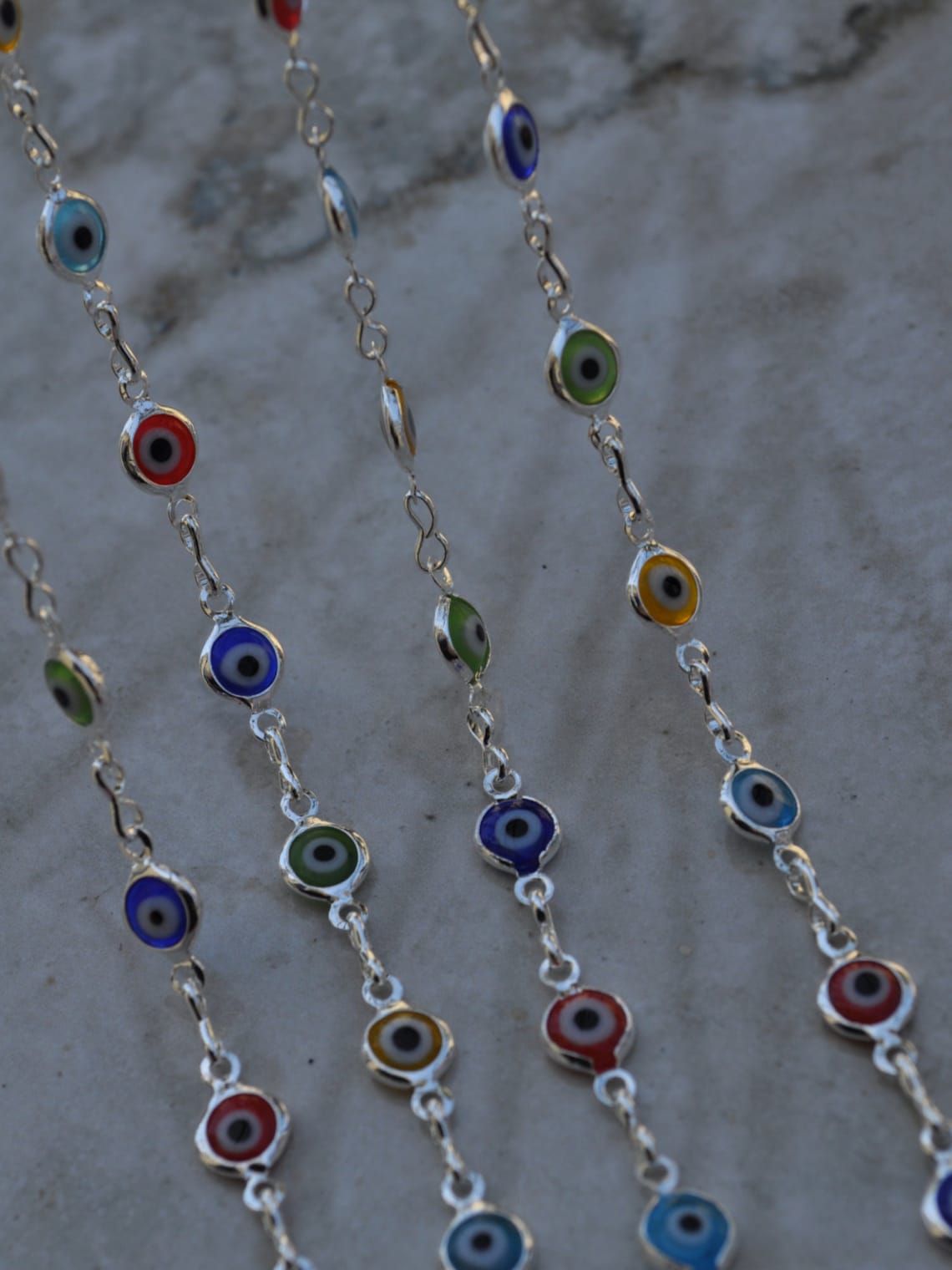 Silver Plated Glass Evil Eye Chain | Etsy