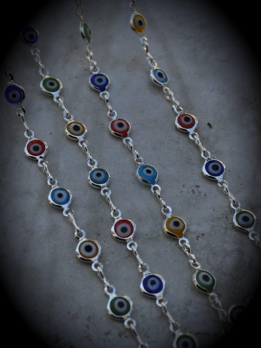 Silver Plated Glass Evil Eye Chain - Etsy