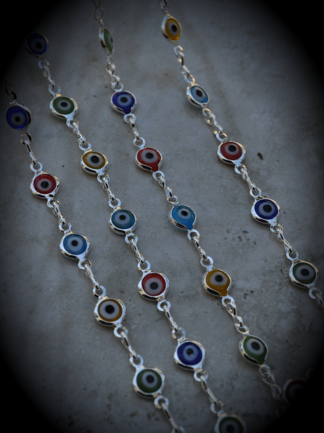 Silver Plated Glass Evil Eye Chain | Etsy