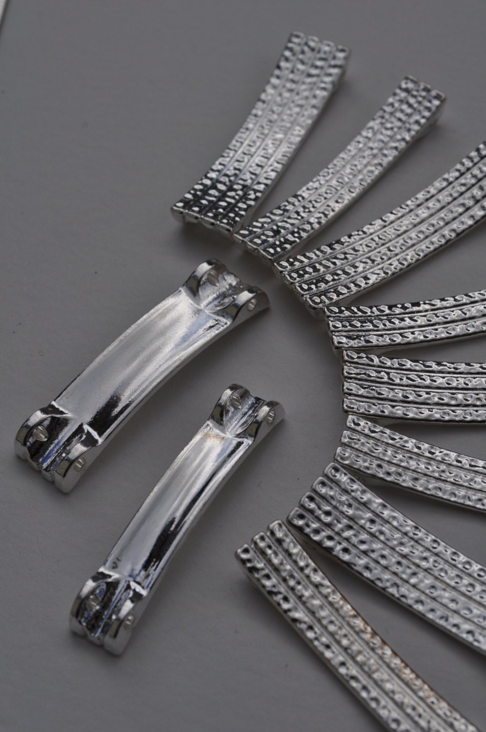 Silver Plated Textured Metal Sliders - Etsy