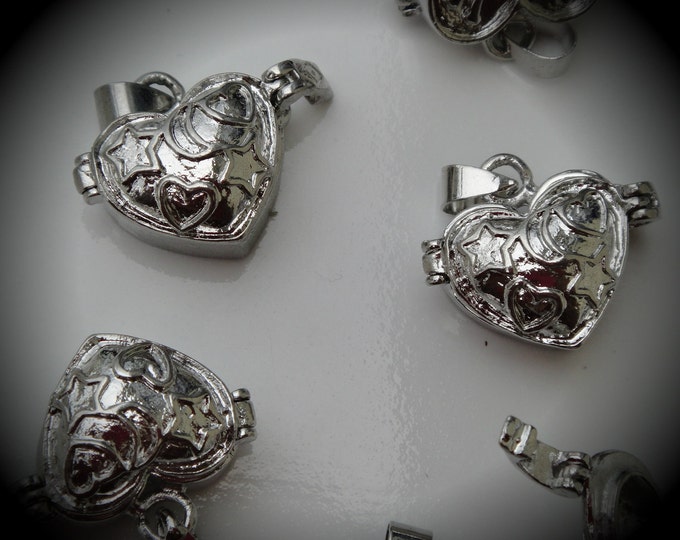 Stars / Heart Design Prayer Box Locket in Silver Plated Three ...