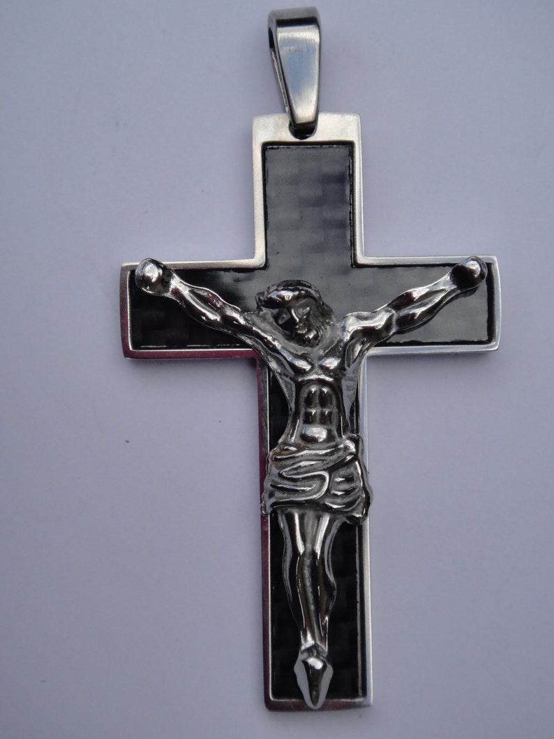 Stainless Steel Crucifix Pendant With Fiberglass - Etsy