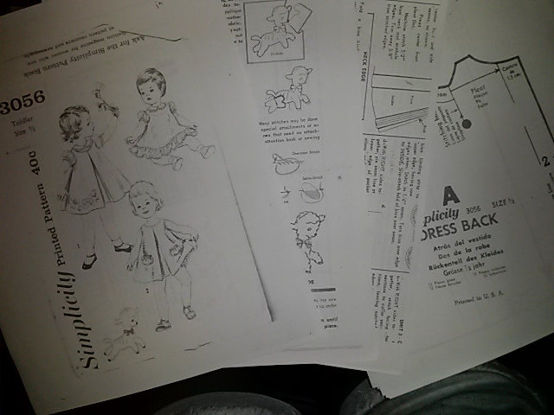 Simplicity 3056 Photocopy of Vintage 50s Super Adorable Toddlers Dress ...