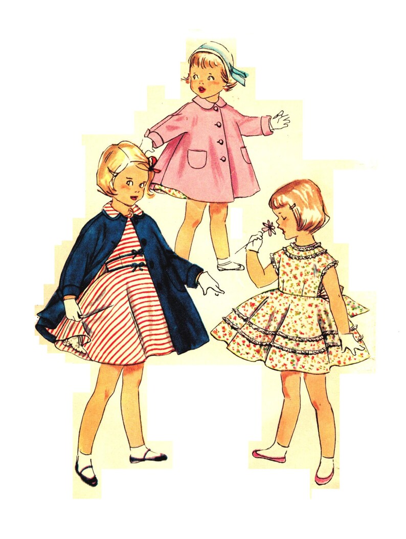 Photocopy of Simplicity 1024 Vintage 50s Toddler Girls Dress With ...